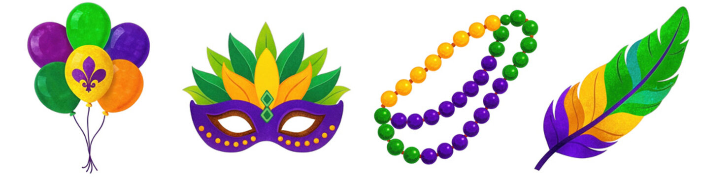 Mardi Gras Masks And Beads Clip Art
