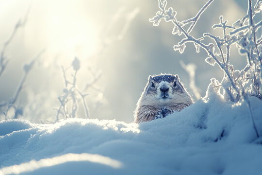 Groundhog In Snow