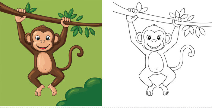 Cute Monkey Outline