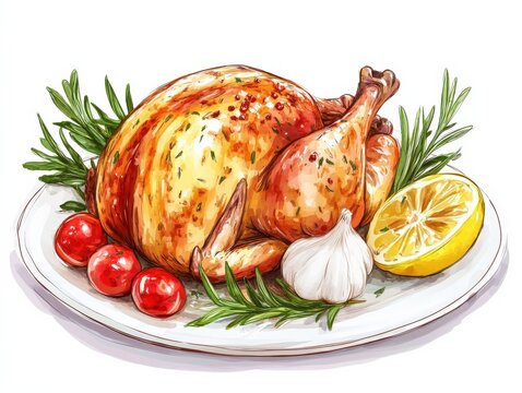 Cooked Chicken Drawing