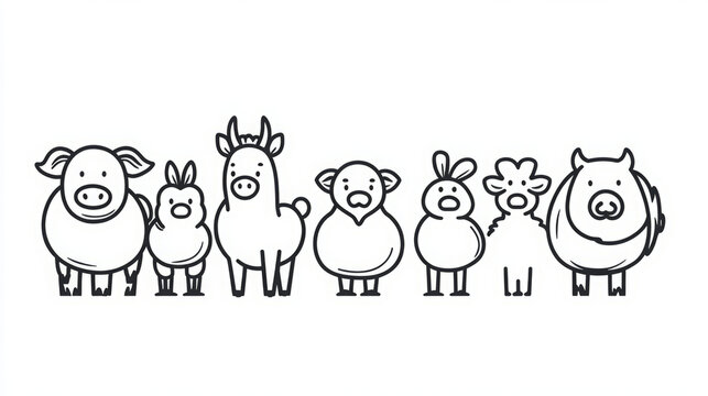Black And White Clip Art Farm Animals