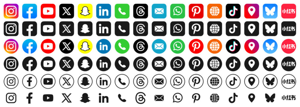 Vector Round Social Media Icons