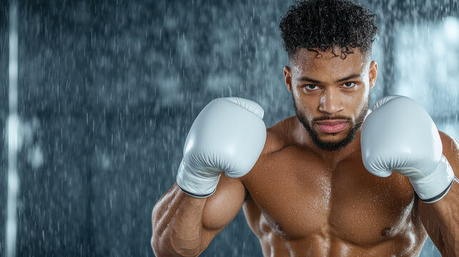 Determined Boxer Practicing Punch Techniques
