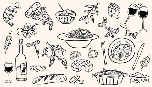 Italian Food Clip Art Black And White