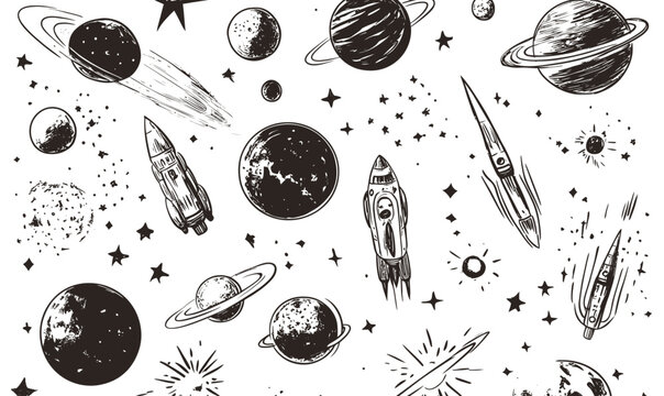 Solar System Clipart Black And White
