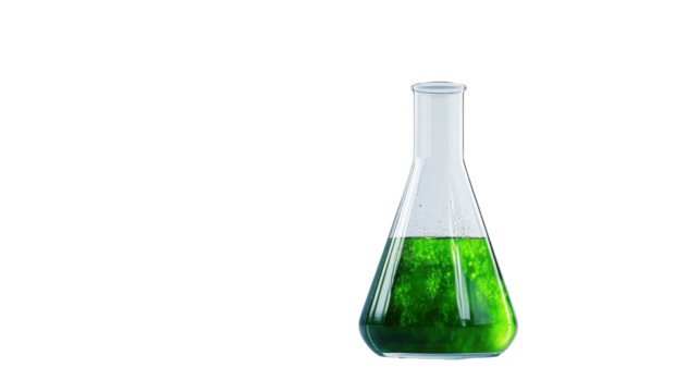 Close-Up of Transparent Flask with Green Chemical Solution
