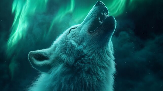 White Wolf Howling Wallpaper