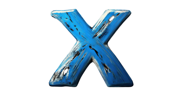Blue Transparent Glossy Letter X on Editable Background
