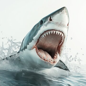 Great White Shark Side View Open Mouth
