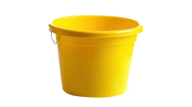 Yellow Plastic Bucket on Transparent Background