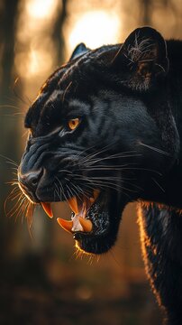 Panther Growling Side View