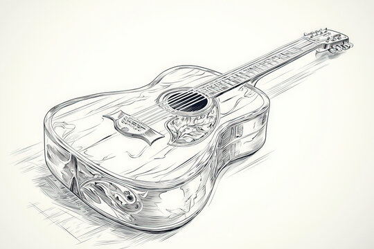 Acoustic Guitar Drawing In Pencil