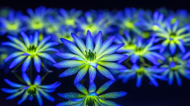 Neon Blue Flowers