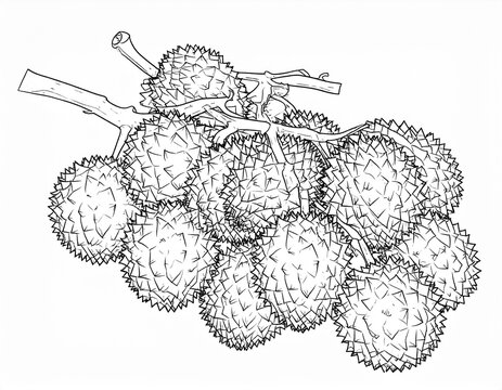 Durian Fruit Drawing