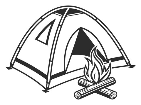 Campground Clipart Black And White