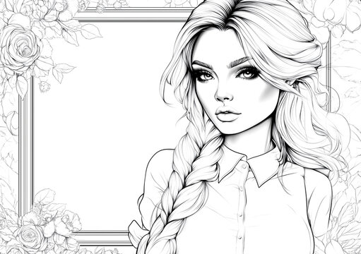 printable face realistic girl coloring pages