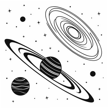 Solar System Clipart Black And White