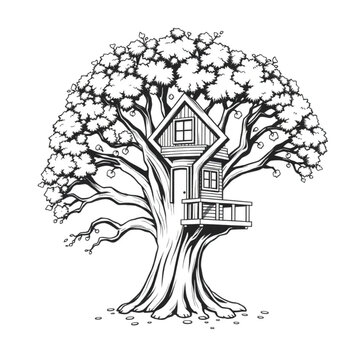 Line Drawing Tree House