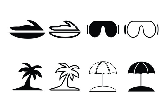 Summer Beach Clipart Black And White