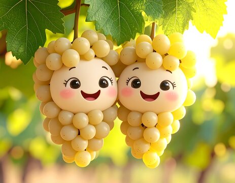 Cartoon Grapes With Faces