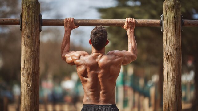 Man Exercising Pull-Ups on Outdoor Fitness Bar - Free Stock Photo ...
