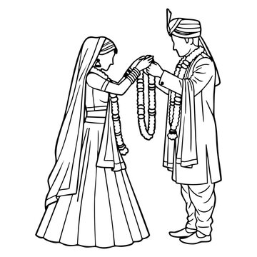 Indian Wedding Drawing Easy Step By Step