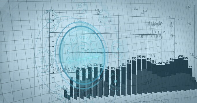3D Bar Chart with HUD Overlay on Data Dashboard Interface - Free Stock Photo | Pikwizard