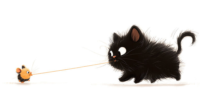cat chasing mouse drawing