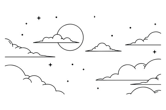continuous line drawing clouds