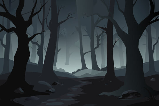spooky forest background drawing