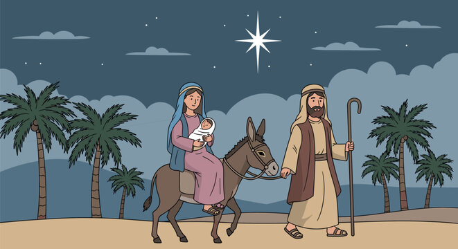 Jesus Mother Mary And The Wee Donkey