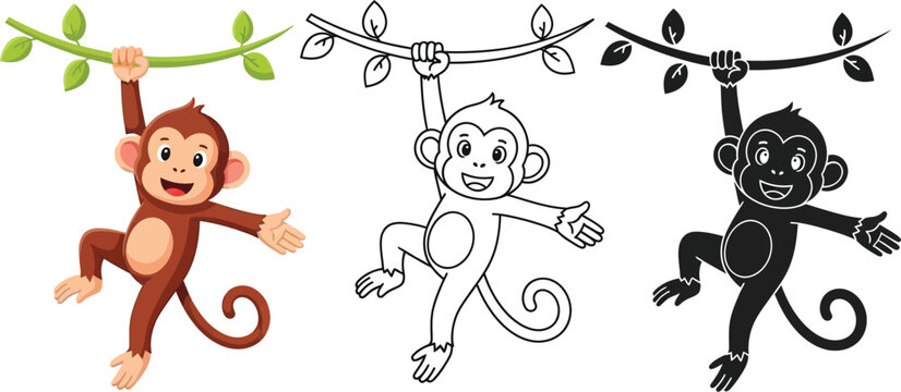 Cartoon Monkey Clipart Black And White
