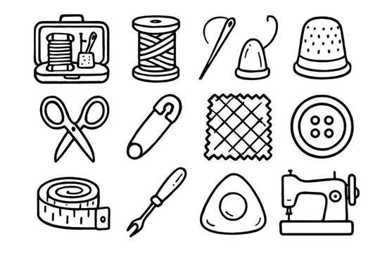 sewing kit tools drawing
