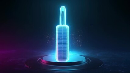 Neon Padlock Rotating on Pedestal with Pulsing Light Display Saying ...