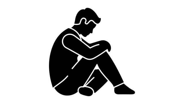 sitting down sad pose