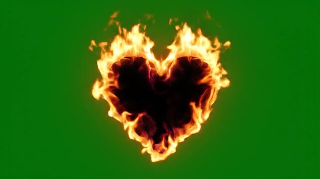 Fire Heart Green Screen